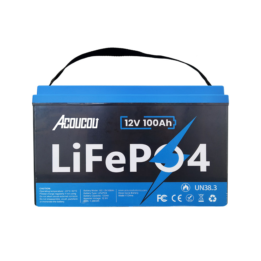 Acoucou Waterproof 12V100Ah LiFePO4 Battery